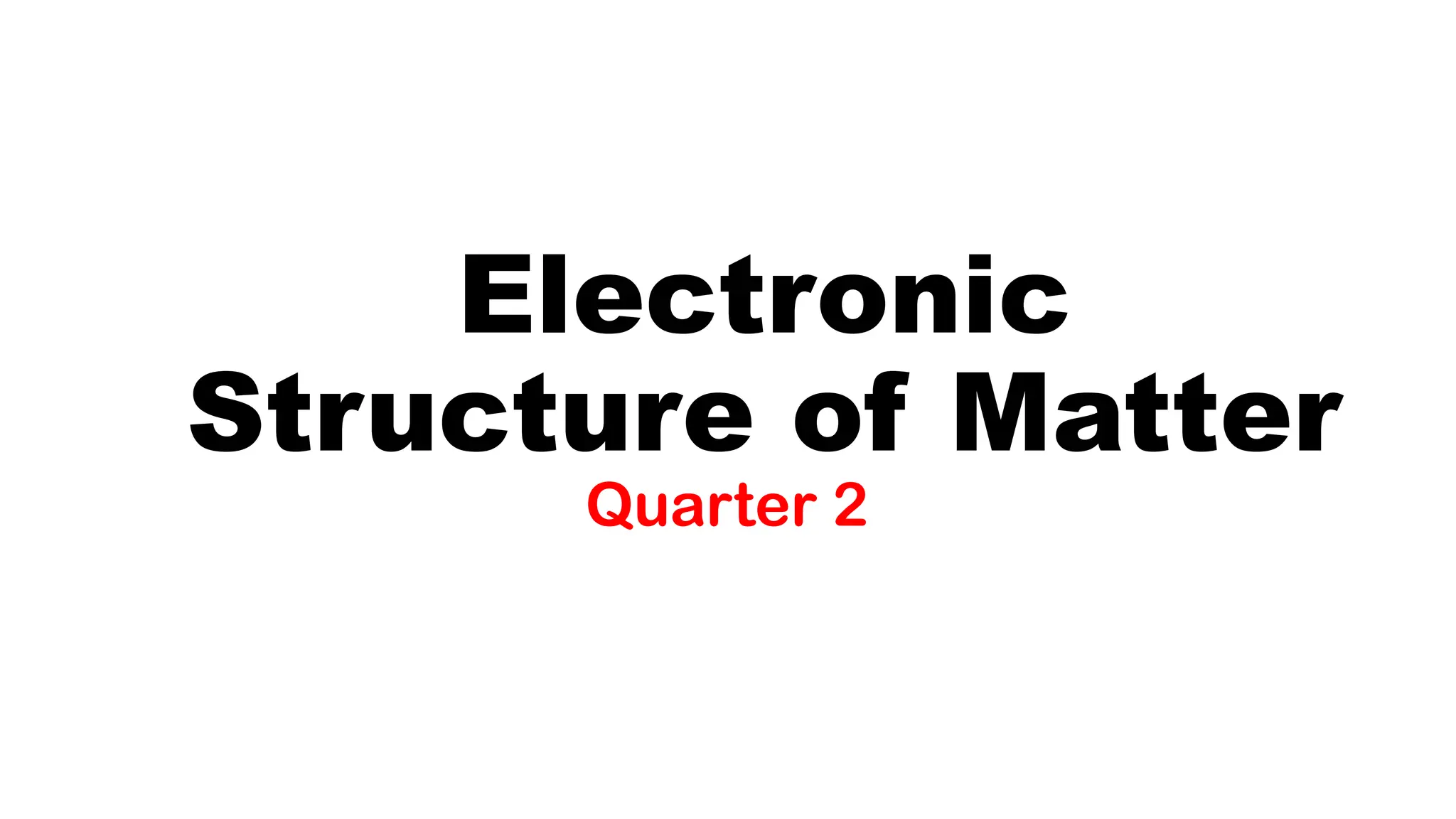 Quarter 2- Electronic Structure of Matter 3 Finding an Electron ...