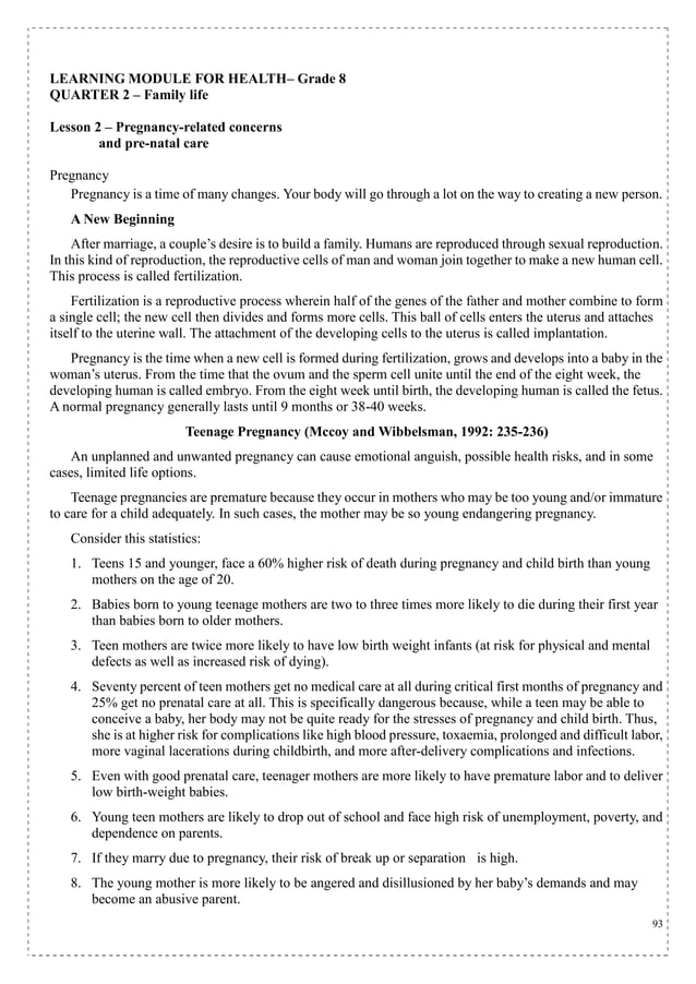 Quarter 2 health Grade 8