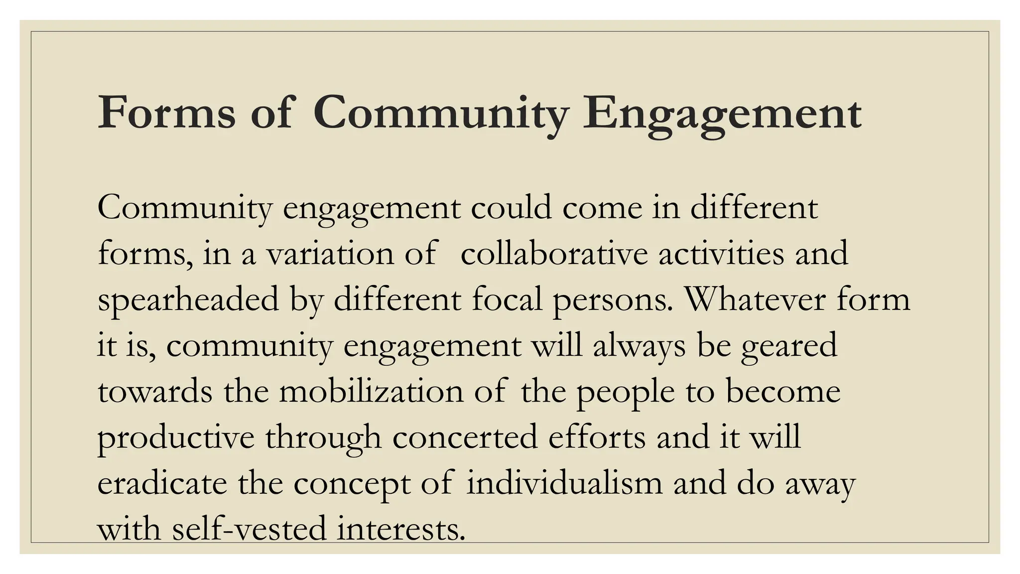 QUARTER 3 - Forms of community engagement that contribute to community ...