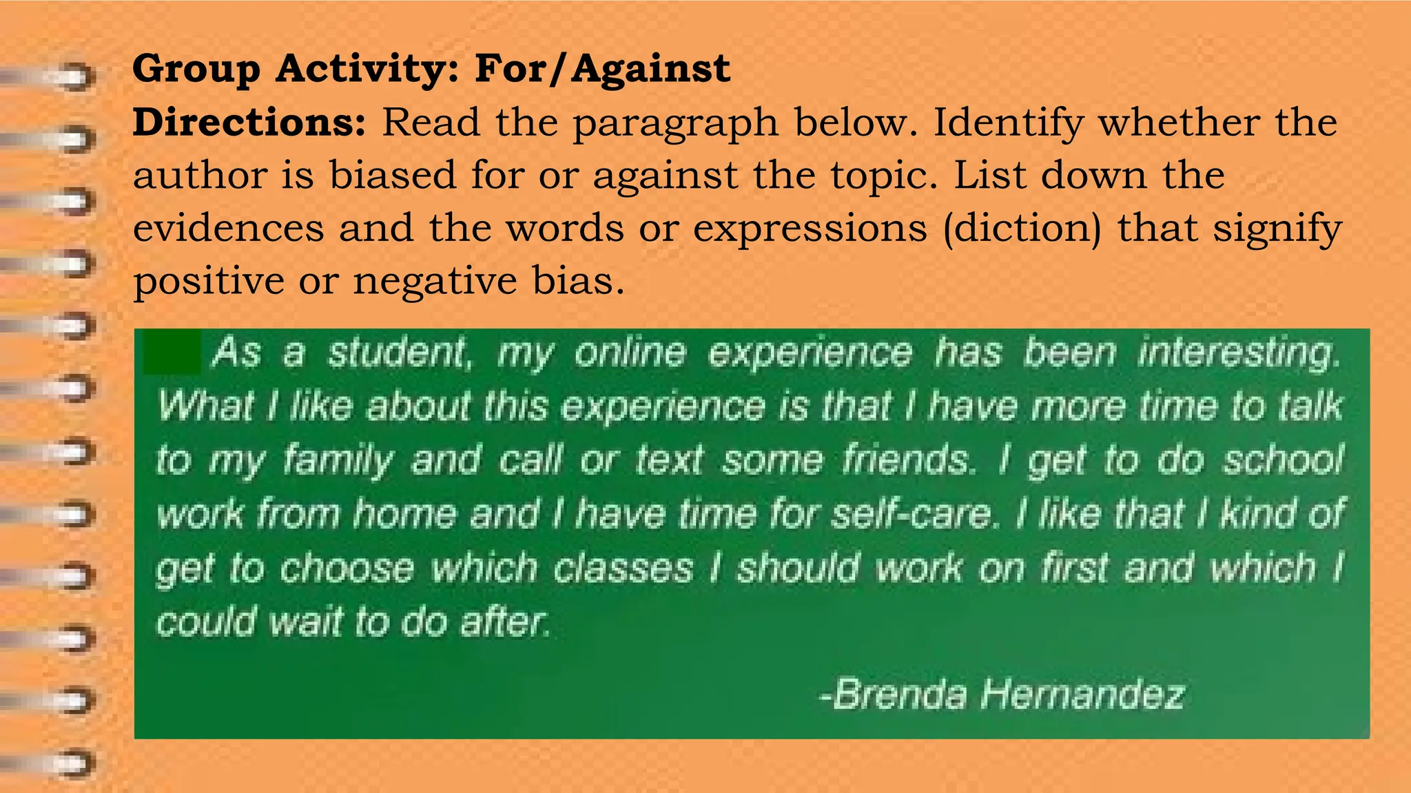 English 8, Quarter 3, Lesson 1: Examining Biases.pptx