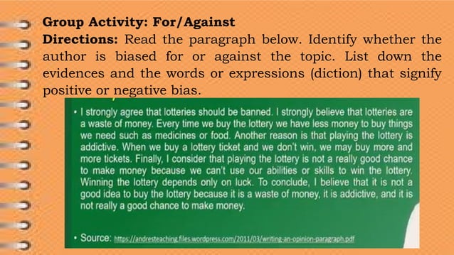 English 8, Quarter 3, Lesson 1: Examining Biases.pptx