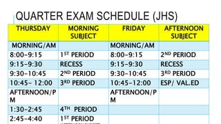 Quarter exam schedule (JHS).pptx