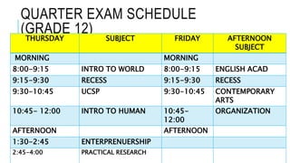 Quarter exam schedule (JHS).pptx