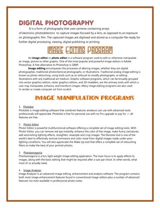 Photography and Image Image Manipulation Programs | PDF