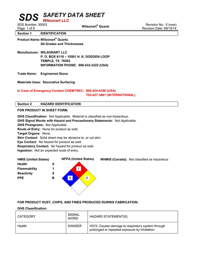 Quartz Safety Data Sheet | PDF | Lung and Respiratory Health | Diseases and Conditions