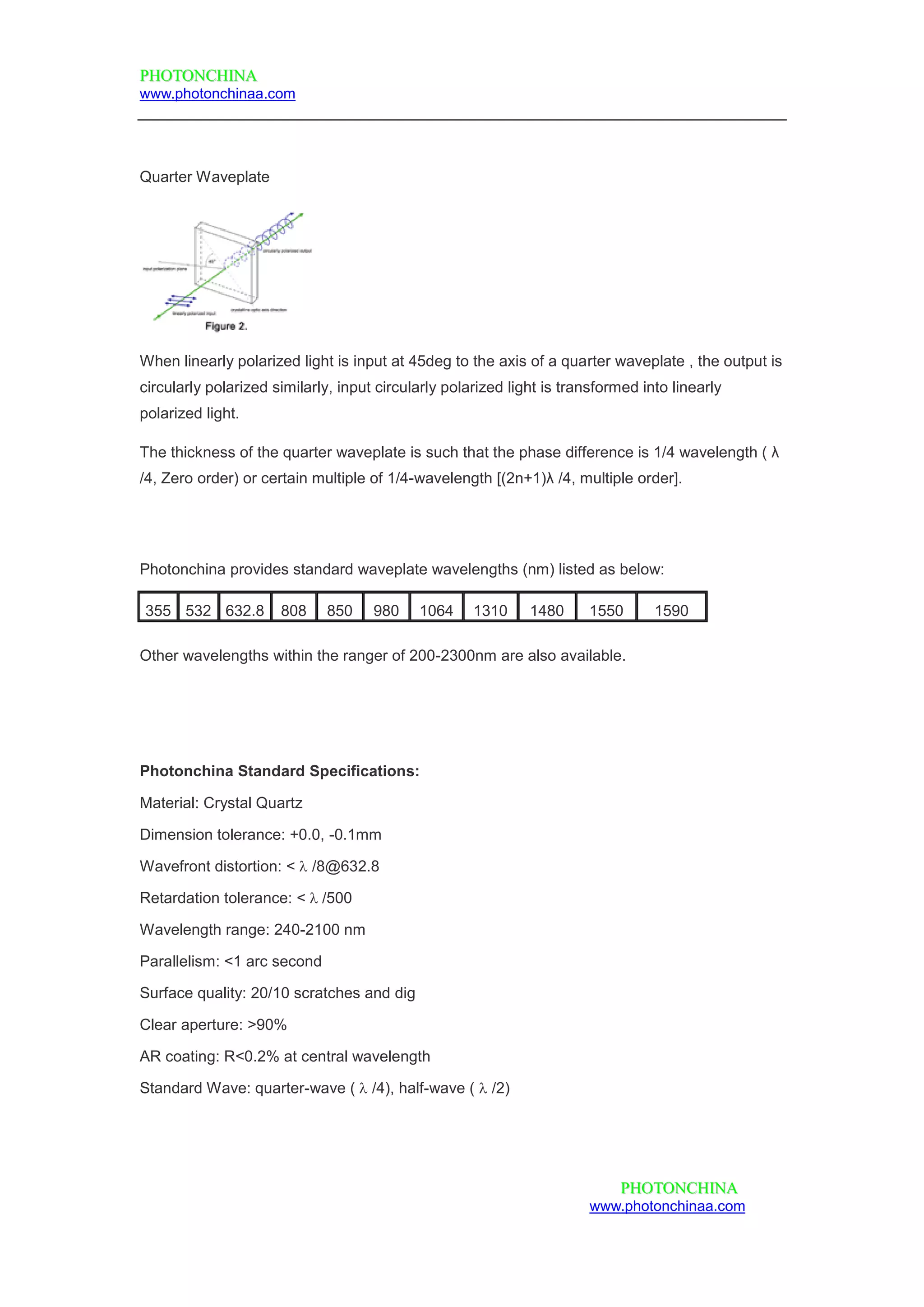 Quartz waveplate | PDF
