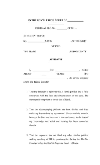 Quashing Petition Format | PDF