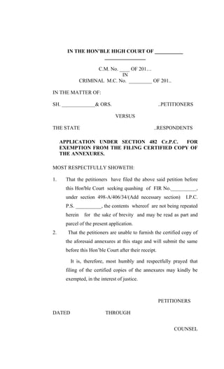 Quashing Petition Format | PDF