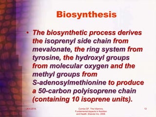Quasi vitamins, ubiquinones | PPT