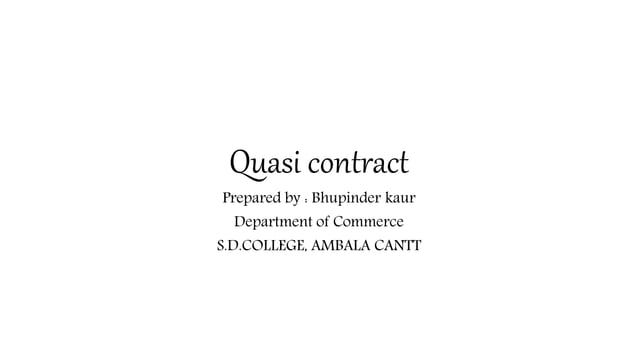 Quasi contract | PPT
