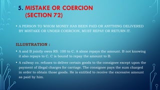 A study on the Quasi contract of Indian law | PPT