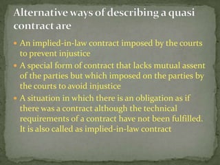 Introduction Of Quasi Contract , Meaning Of Quasi Contract ,Principle ...