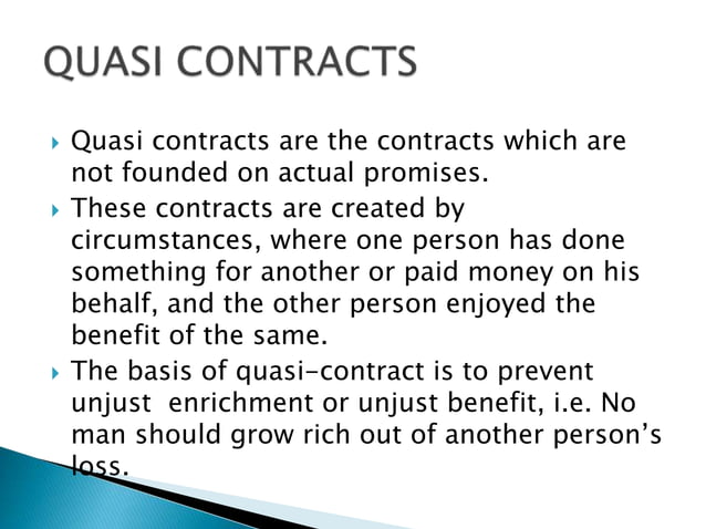 Quasi contracts | PPTX | Law