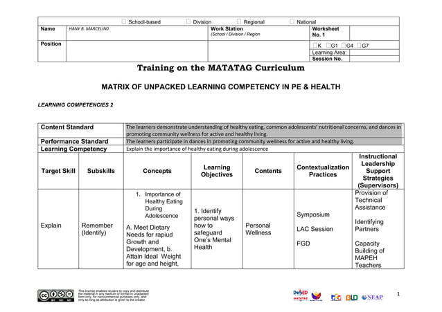 QUATER-1-PE-HEALTH-LC2- this is just a sample of unpacked lesson | DOCX ...