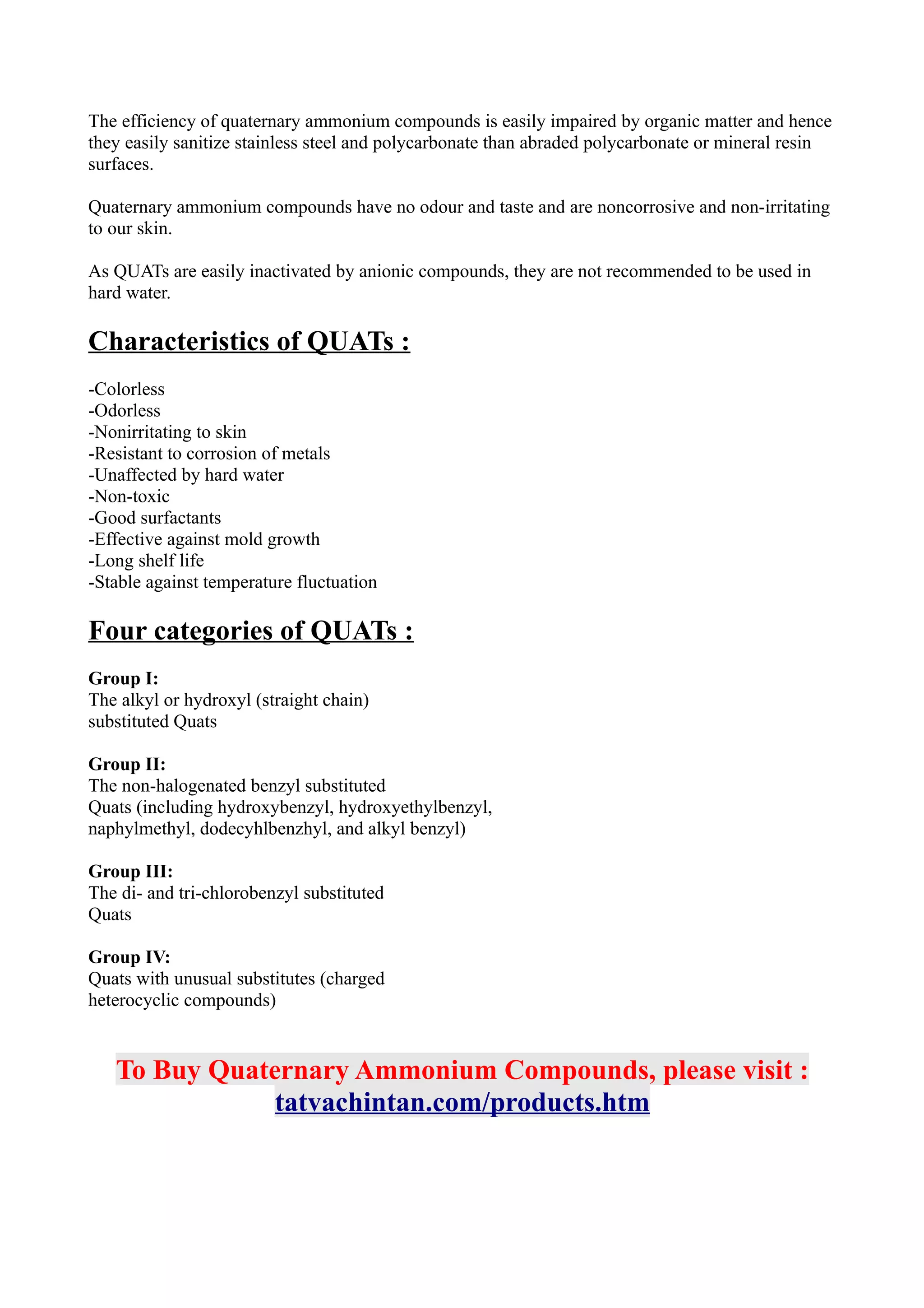 Quaternary ammonium compounds | PDF