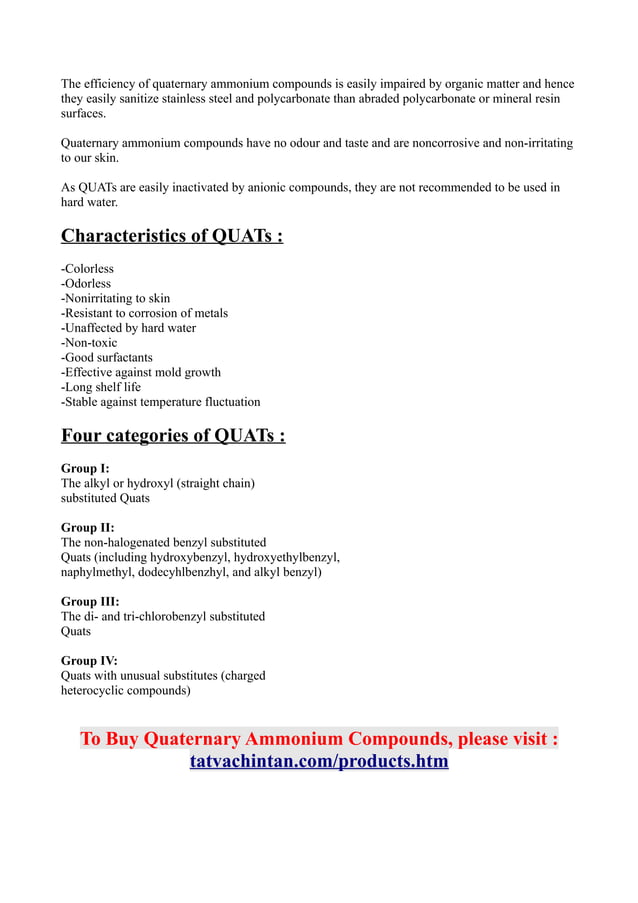 Quaternary ammonium compounds | PDF | Chemistry | Science