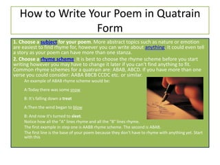 Quatrain and blank verse poetry | PPTX