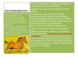 Quatrain and blank verse poetry | PPTX