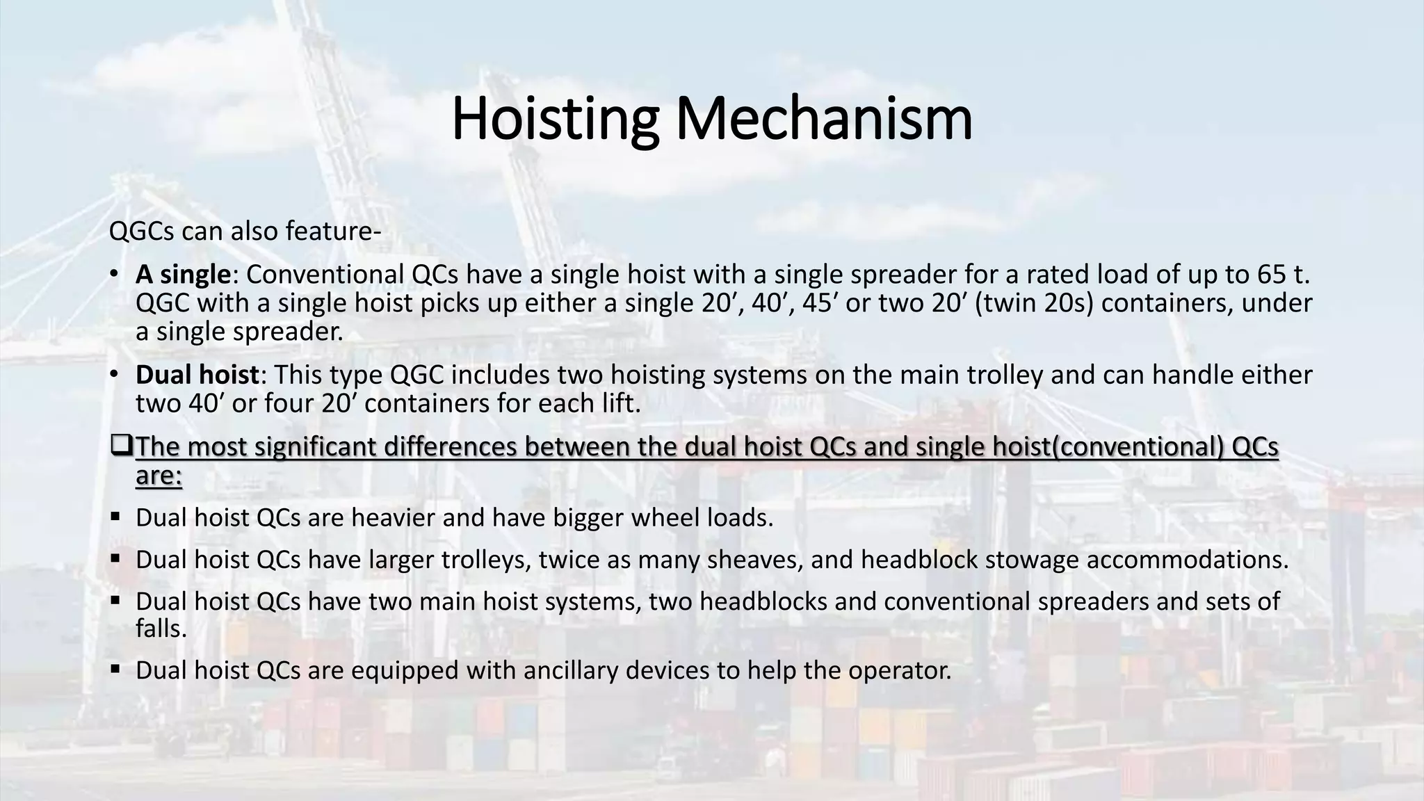 Quay gantry crane (QC)/ Ship to shore crane (STS) | PPTX