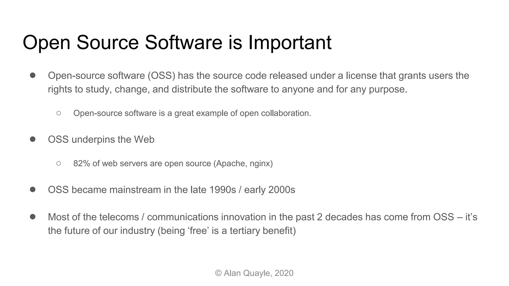 Open Source Telecom Software Landscape by Alan Quayle | PPT