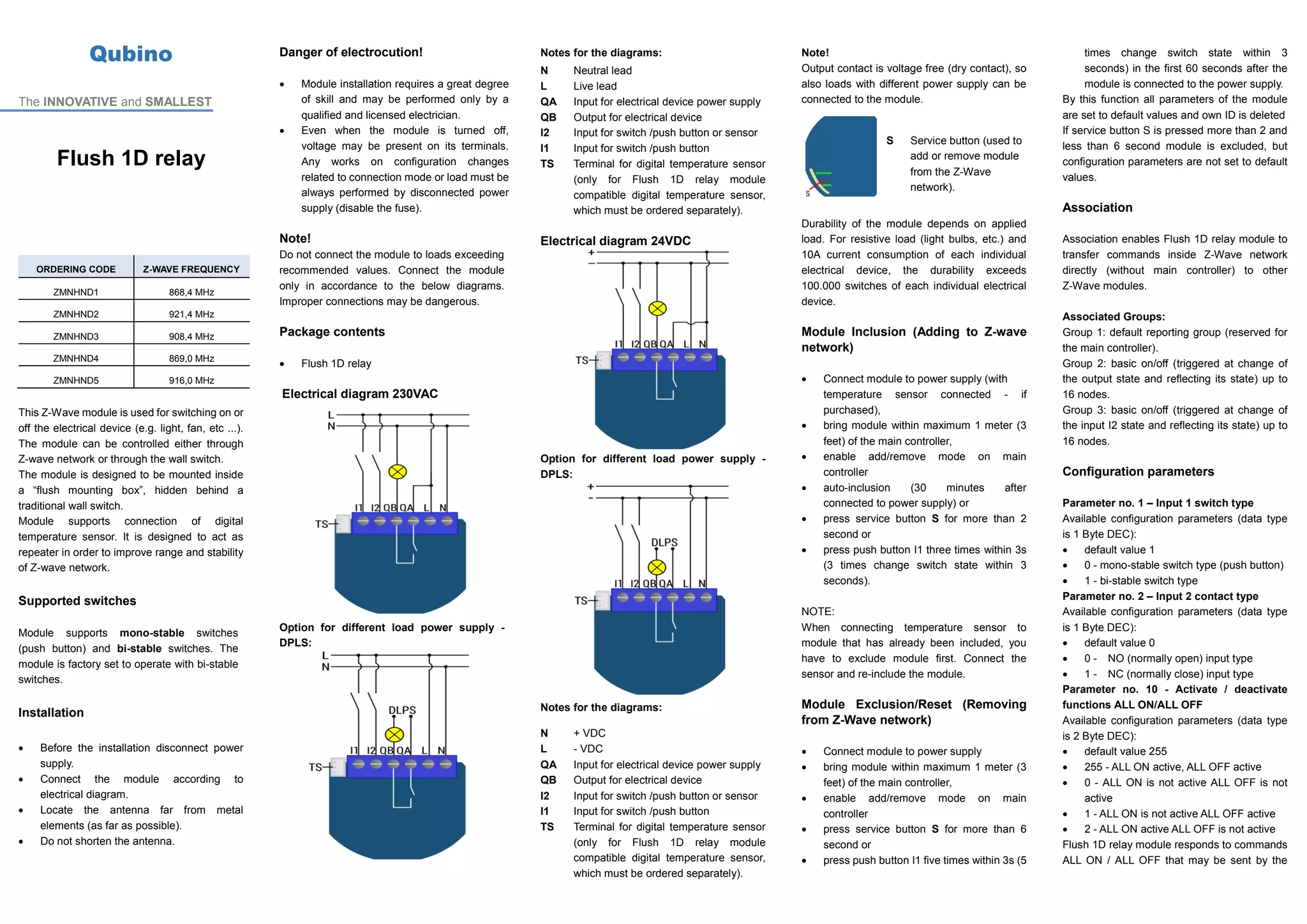 Qubino flush 1D relay user manual | PDF