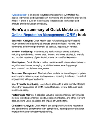Quick Metrix | PDF