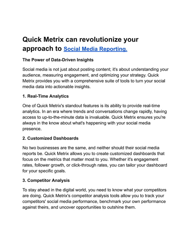 Quick Metrix | PDF