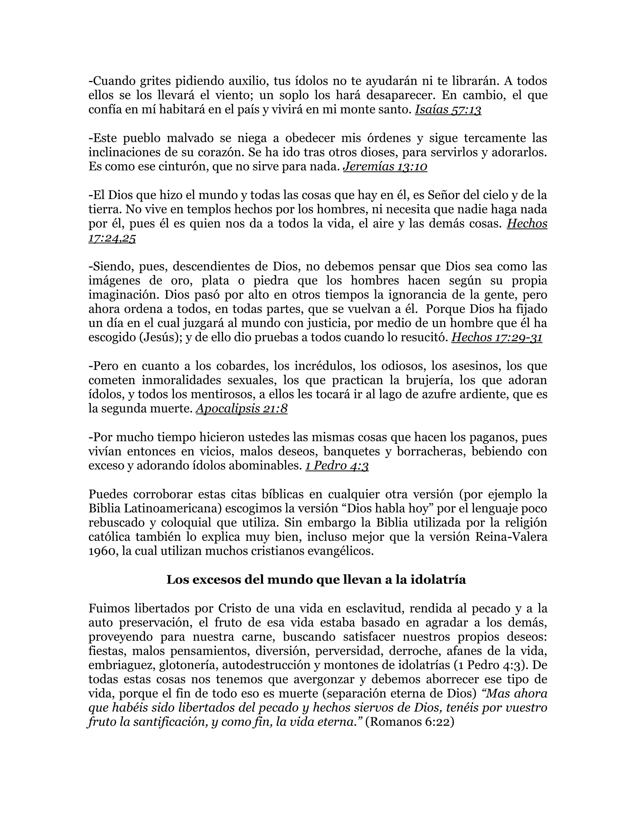 Qué Dice La Palabra De Dios Acerca De La Idolatría Pdf
