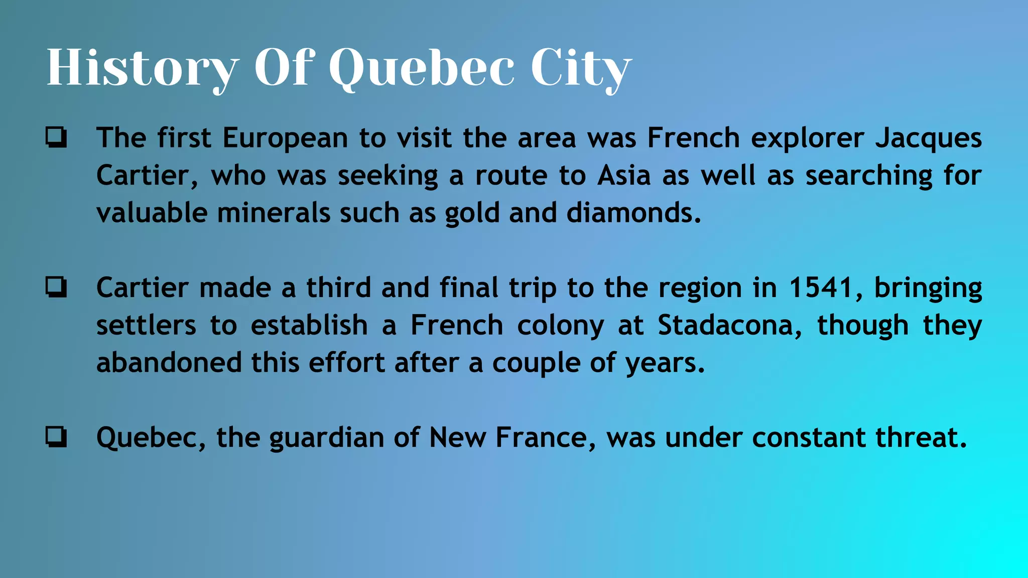 Quebec city history, culture, etc | PDF
