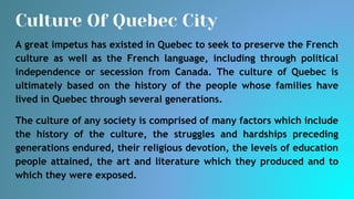 Quebec city history, culture, etc | PDF