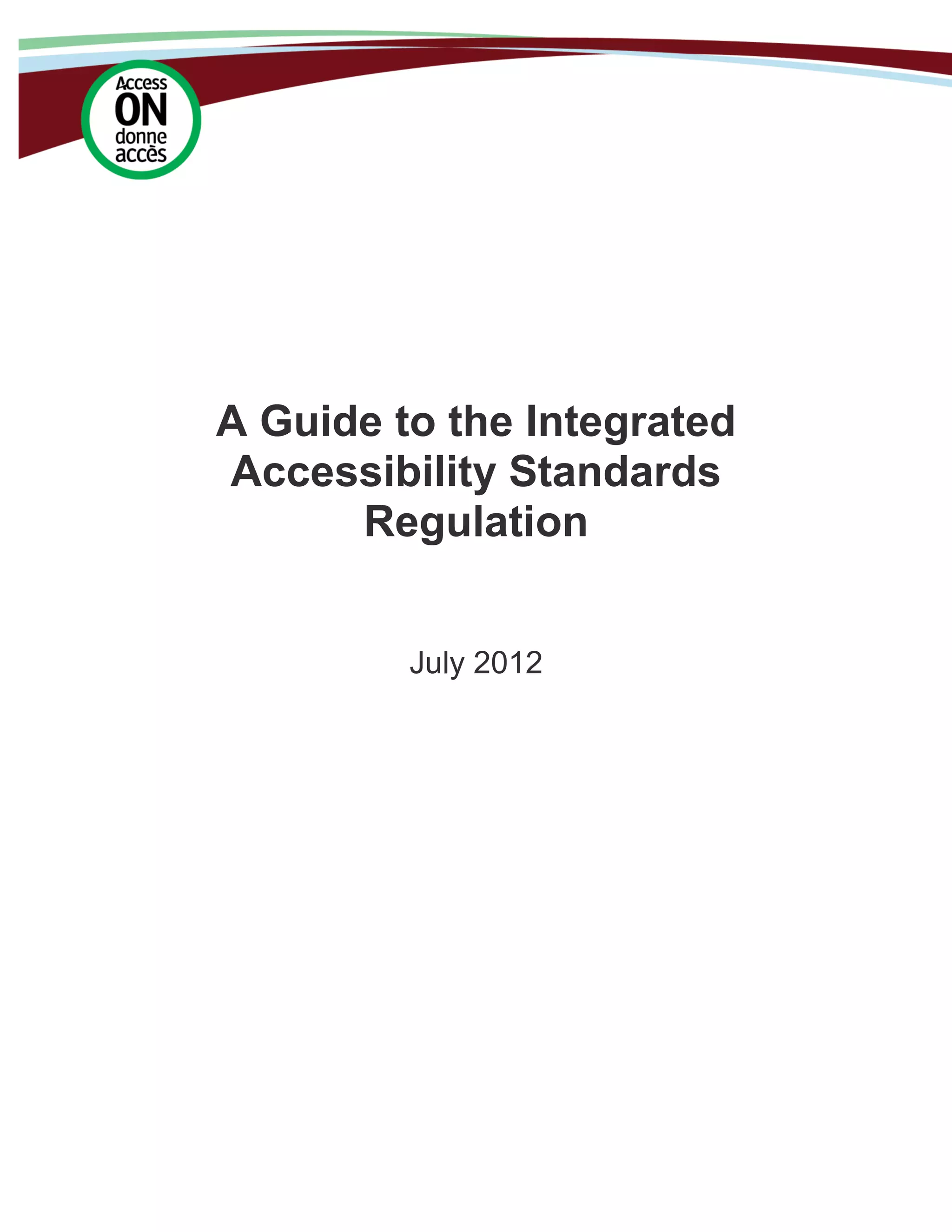 Ontario Integrated Accessibility Guidelines | PDF