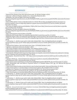 A Quantitative Analysis of the Repurchase of Stock between Quebecor and ...