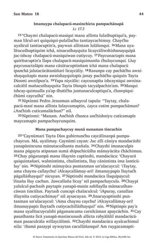 Quechua huaylla wanca bible - new testament | PDF