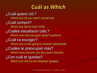 Qué vs. Cuál | PPT