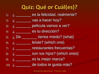 Qué vs. Cuál | PPT