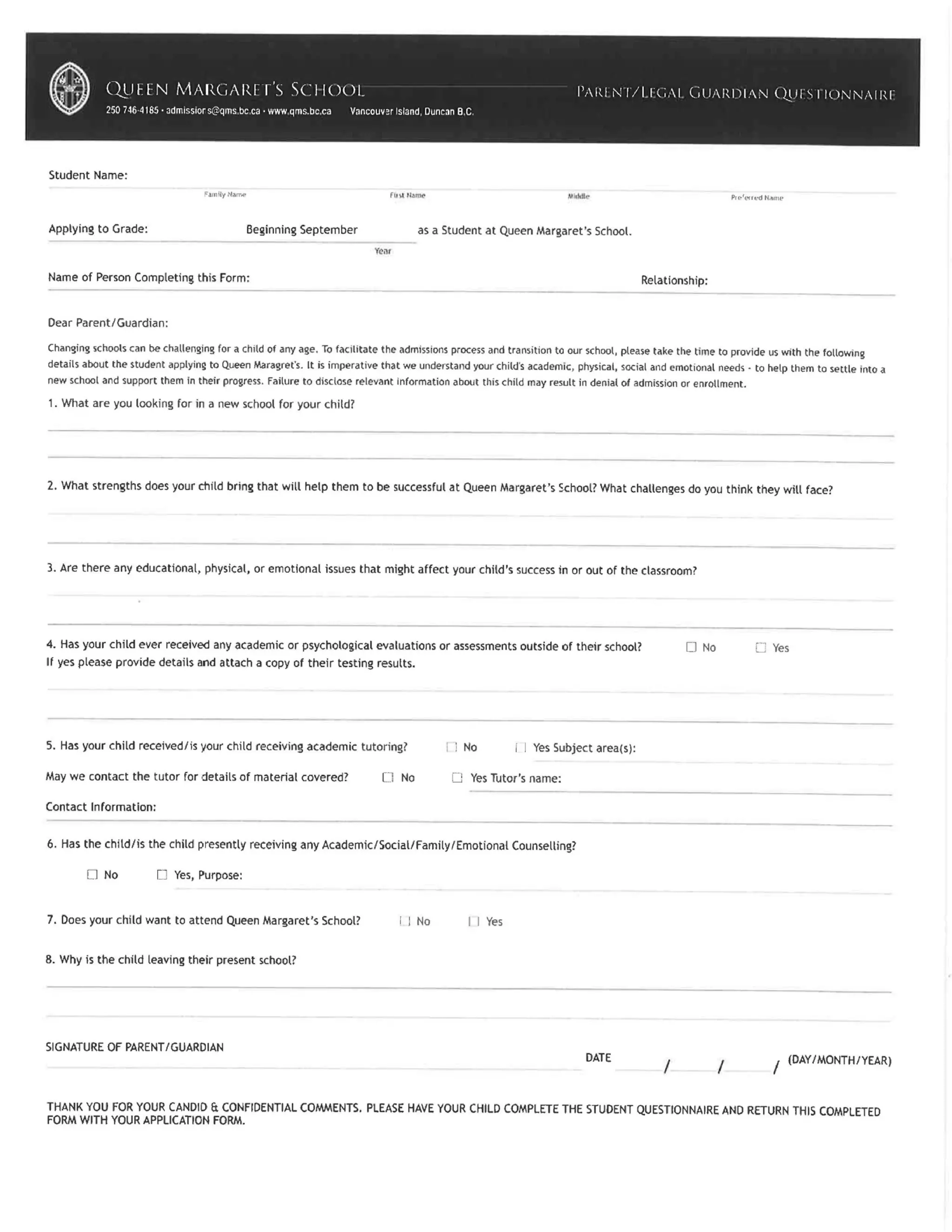 Queen margaret school-boarder application&fee booklet 2015 2016 | PDF