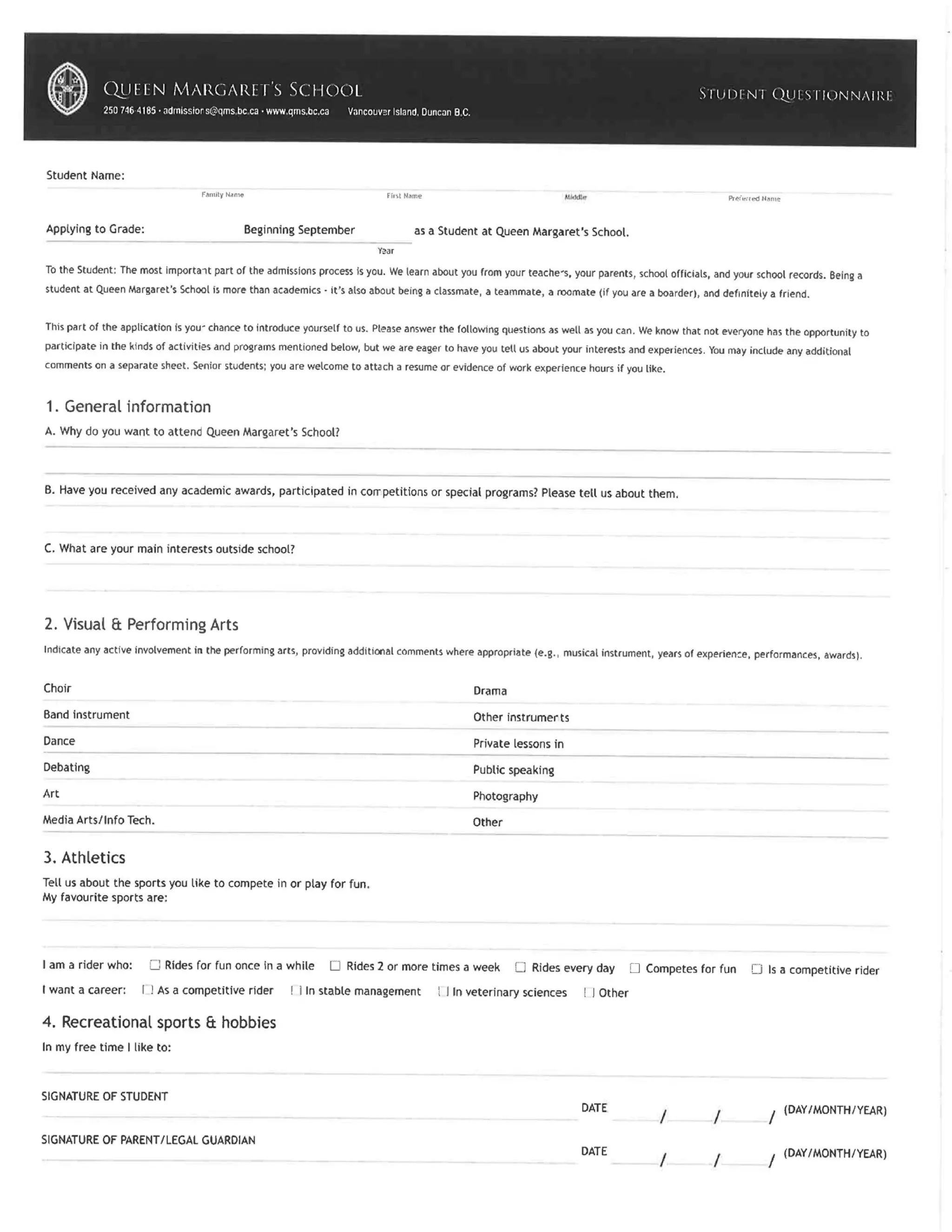 Queen margaret school-boarder application&fee booklet 2015 2016 | PDF