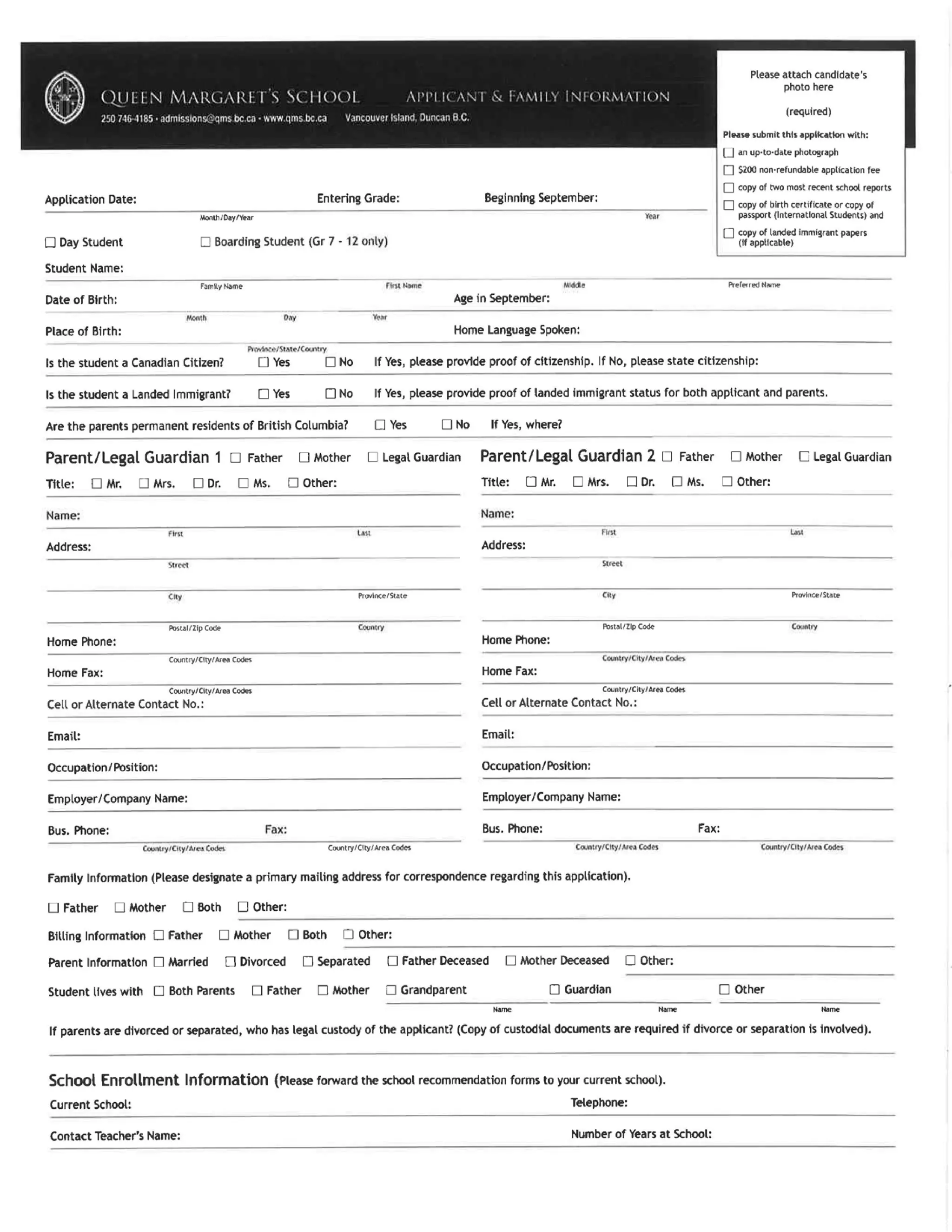 Queen margaret school-boarder application&fee booklet 2015 2016 | PDF