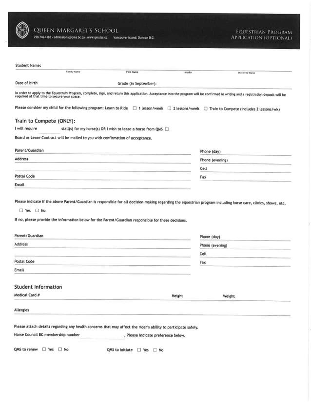 Queen margaret school-boarder application&fee booklet 2015 2016 | PDF