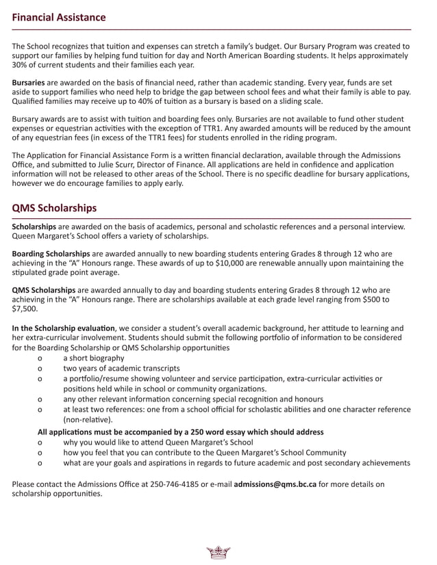 Queen margaret school-boarder application&fee booklet 2015 2016 | PDF