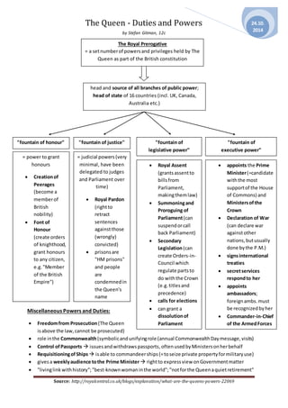 Queen powers and duties | PDF