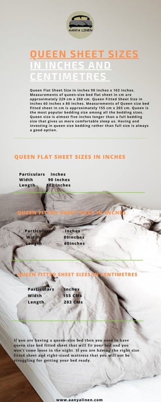 Queen sheet sizes in inches and centimetres
