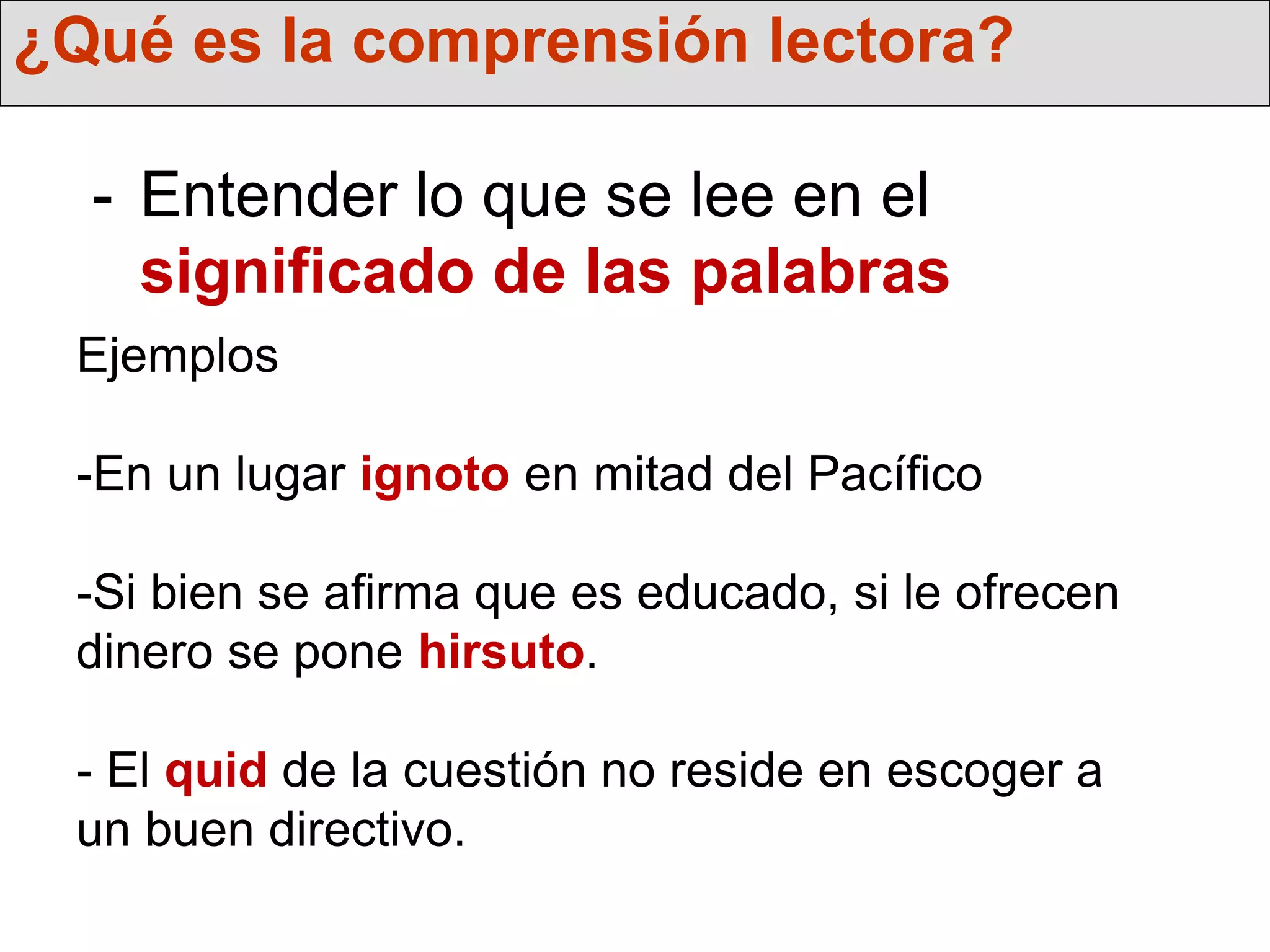 Que Es Comprension Lectora 2017 Ppt