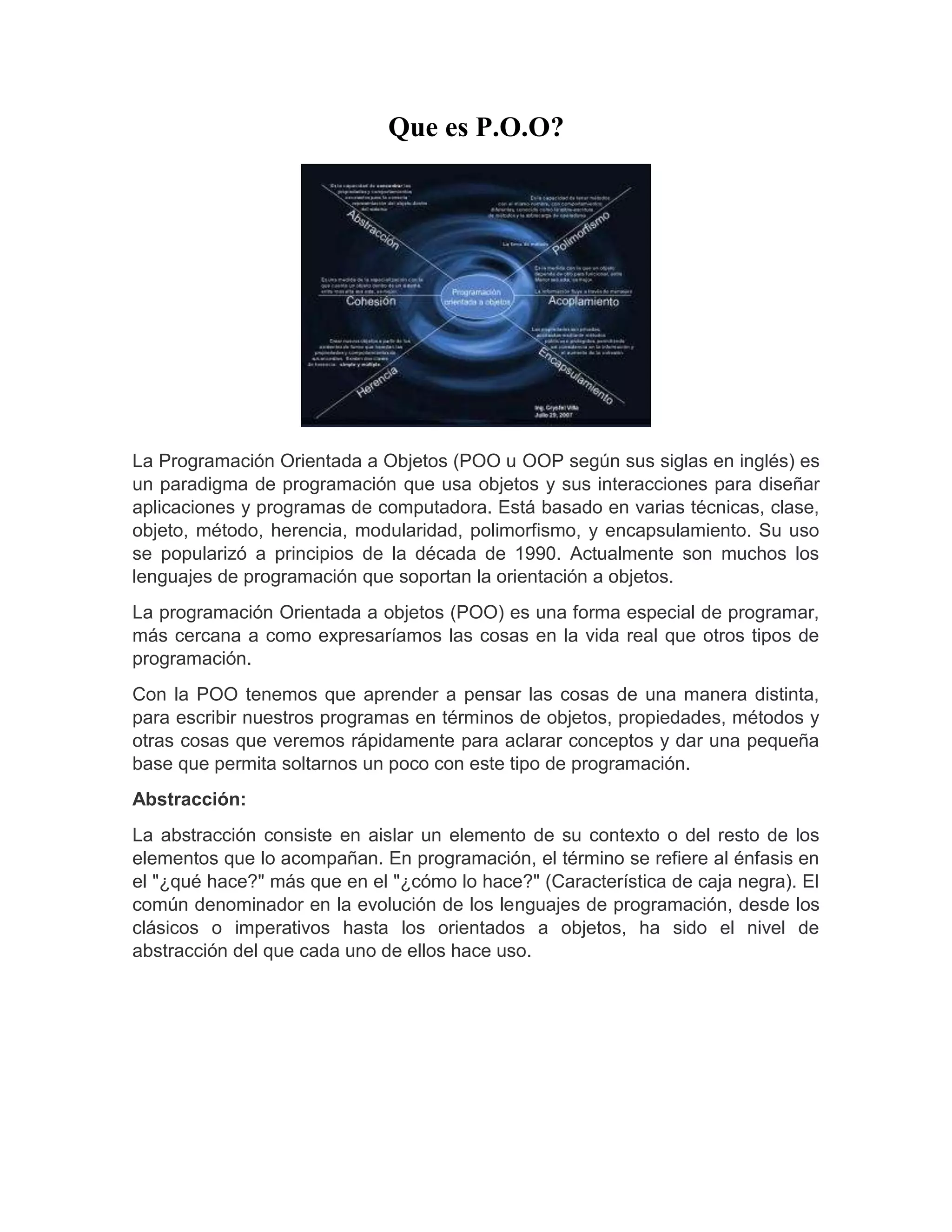 PROGRAMACION ORIENTADA A OBJETOS | DOCX