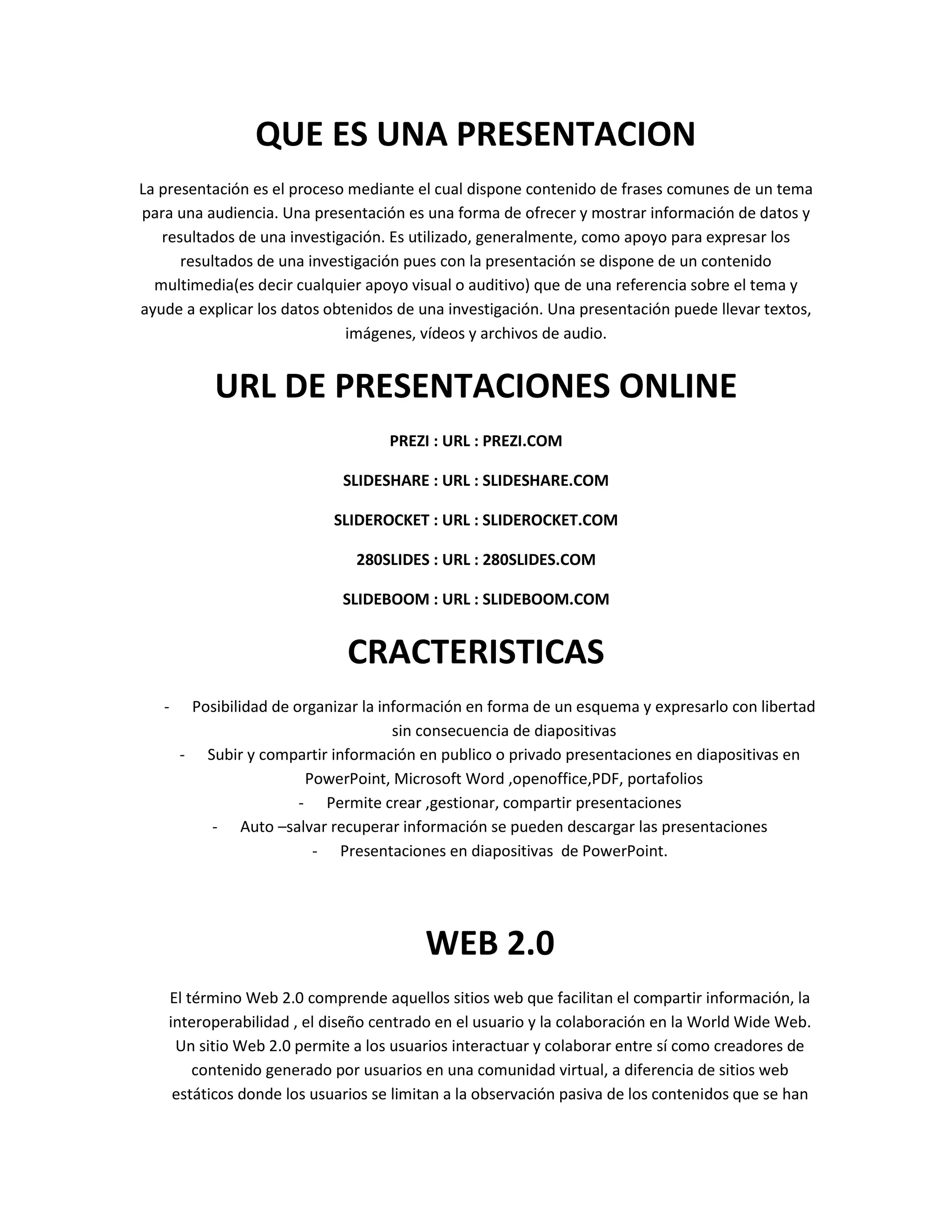 Que es una presentacion | DOCX