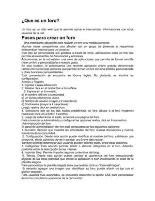 Que es un foro | DOCX