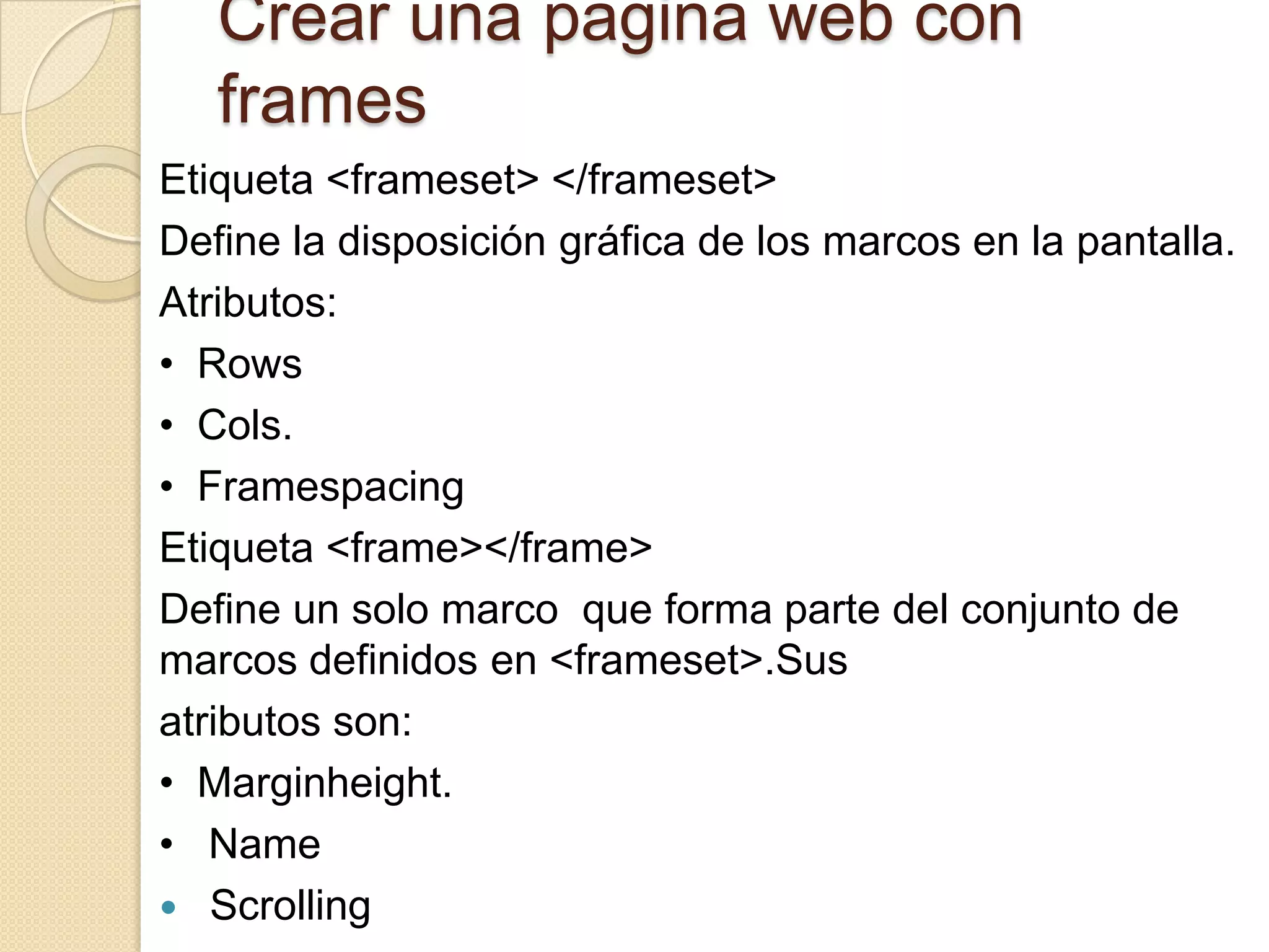Que es un frame en html | PPTX | Web Design and HTML | Internet