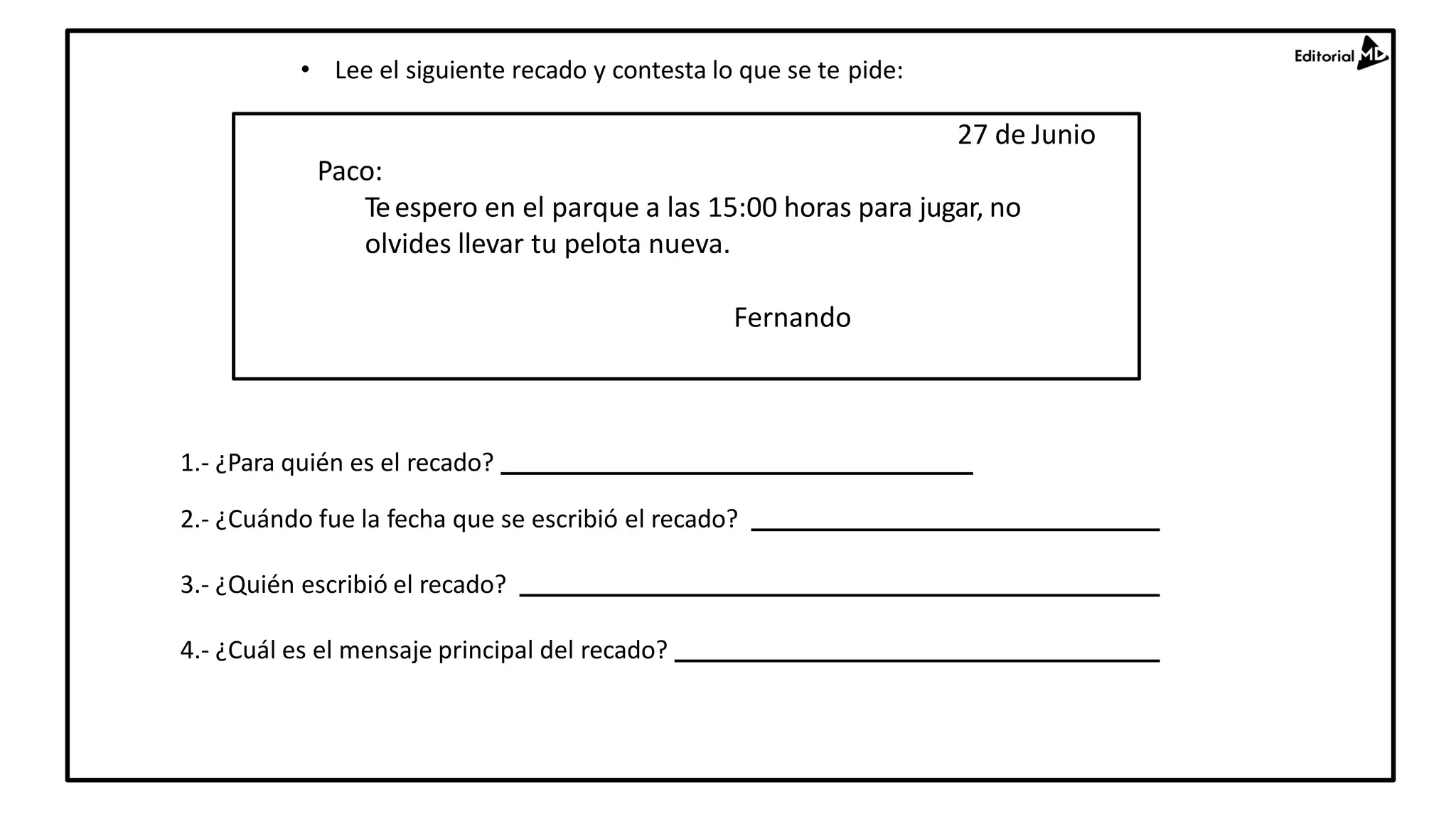 Que es un recado para niños | PDF