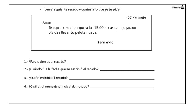 Que es un recado para niños | PDF