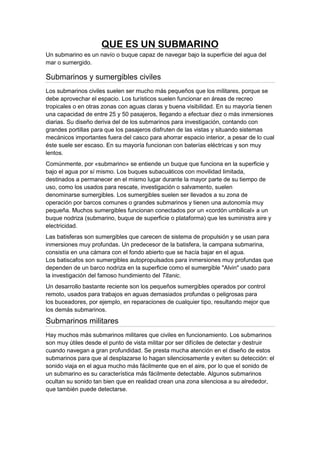 ¿Que es un submarino? | DOCX